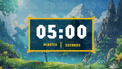 Stream Countdown Timer Overlay - Pixel World | Stream Designz