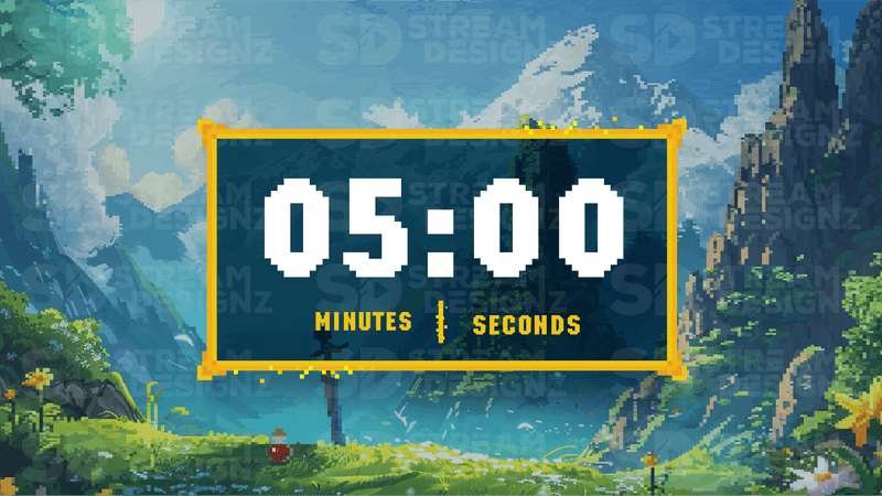 Stream Countdown Timer Overlay - Pixel World | Stream Designz