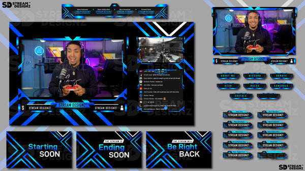 Animated Stream Overlay Package - Dark Wave | Stream Designz