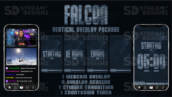 TikTok Vertical Stream Overlay Package - Falcon | Stream Designz