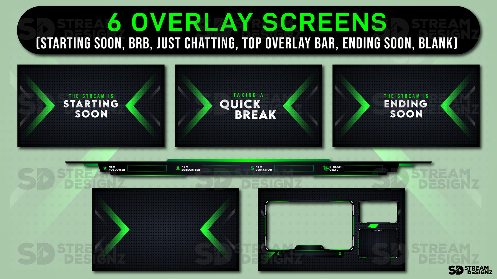 Animated Stream Overlay Package - Green Arrow | Stream Designz