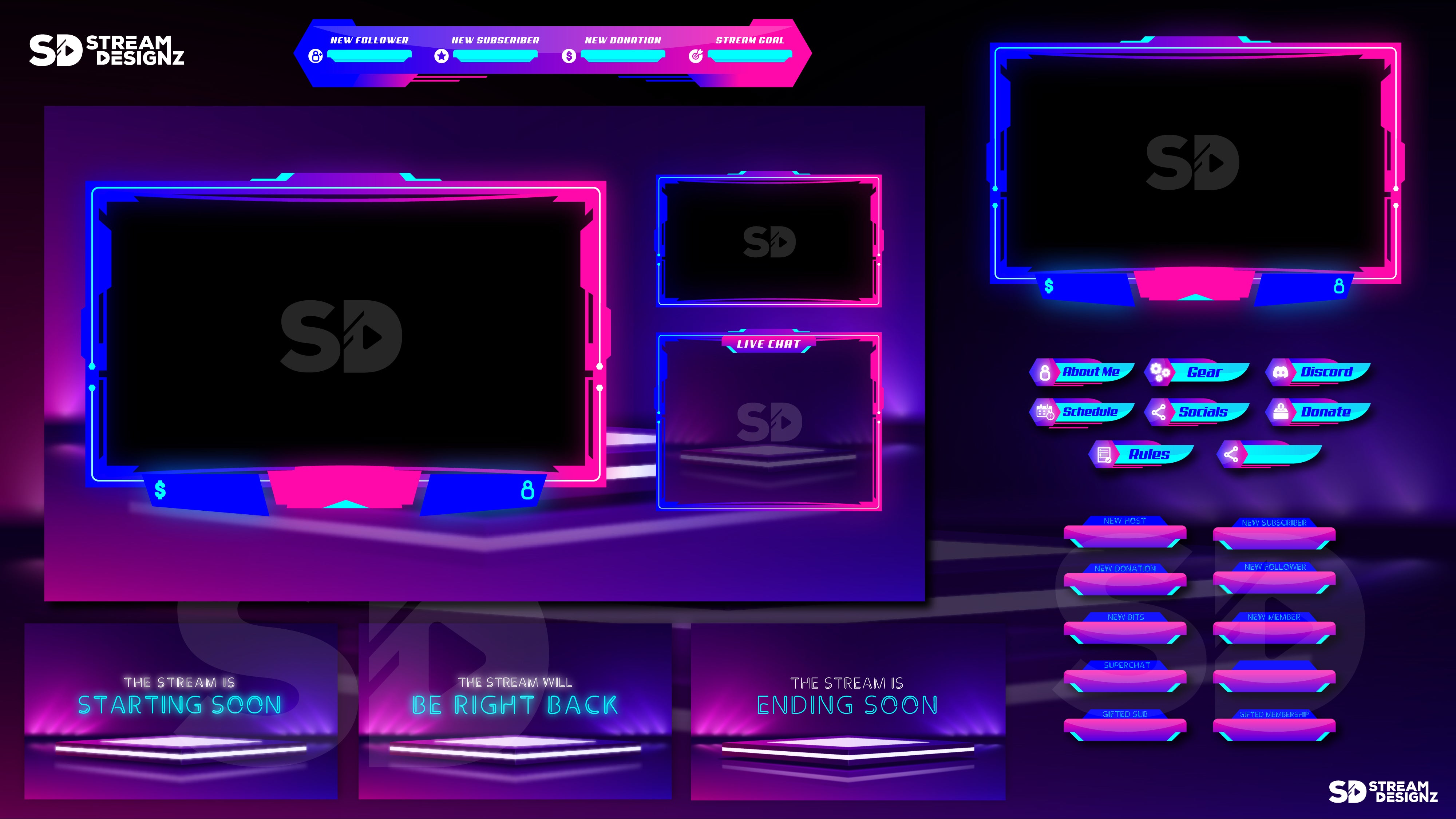 Static Stream Overlay Packages for Twitch, YouTube, Facebook Live ...