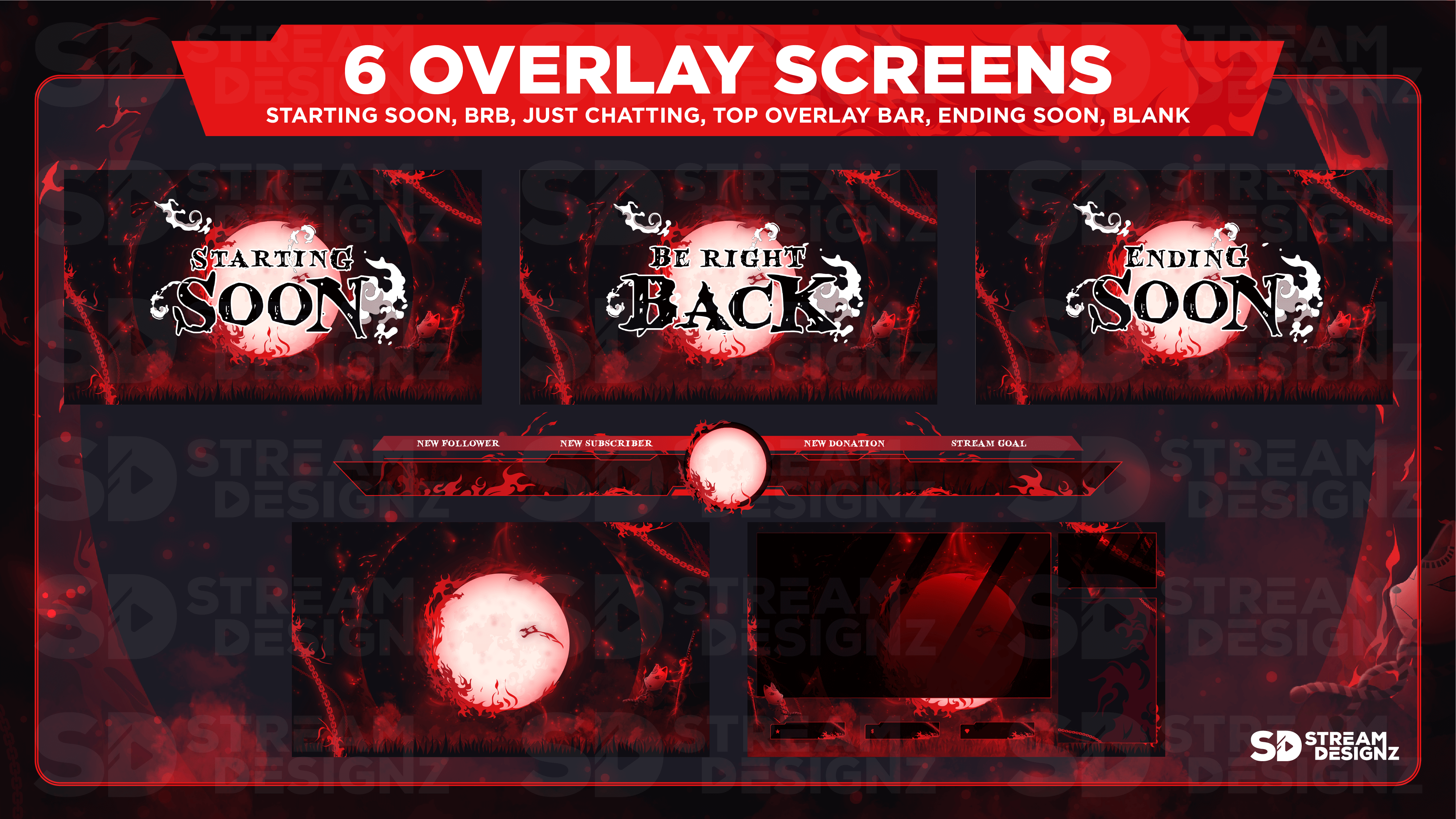 Animated Stream Overlay Package - Katana | Stream Designz