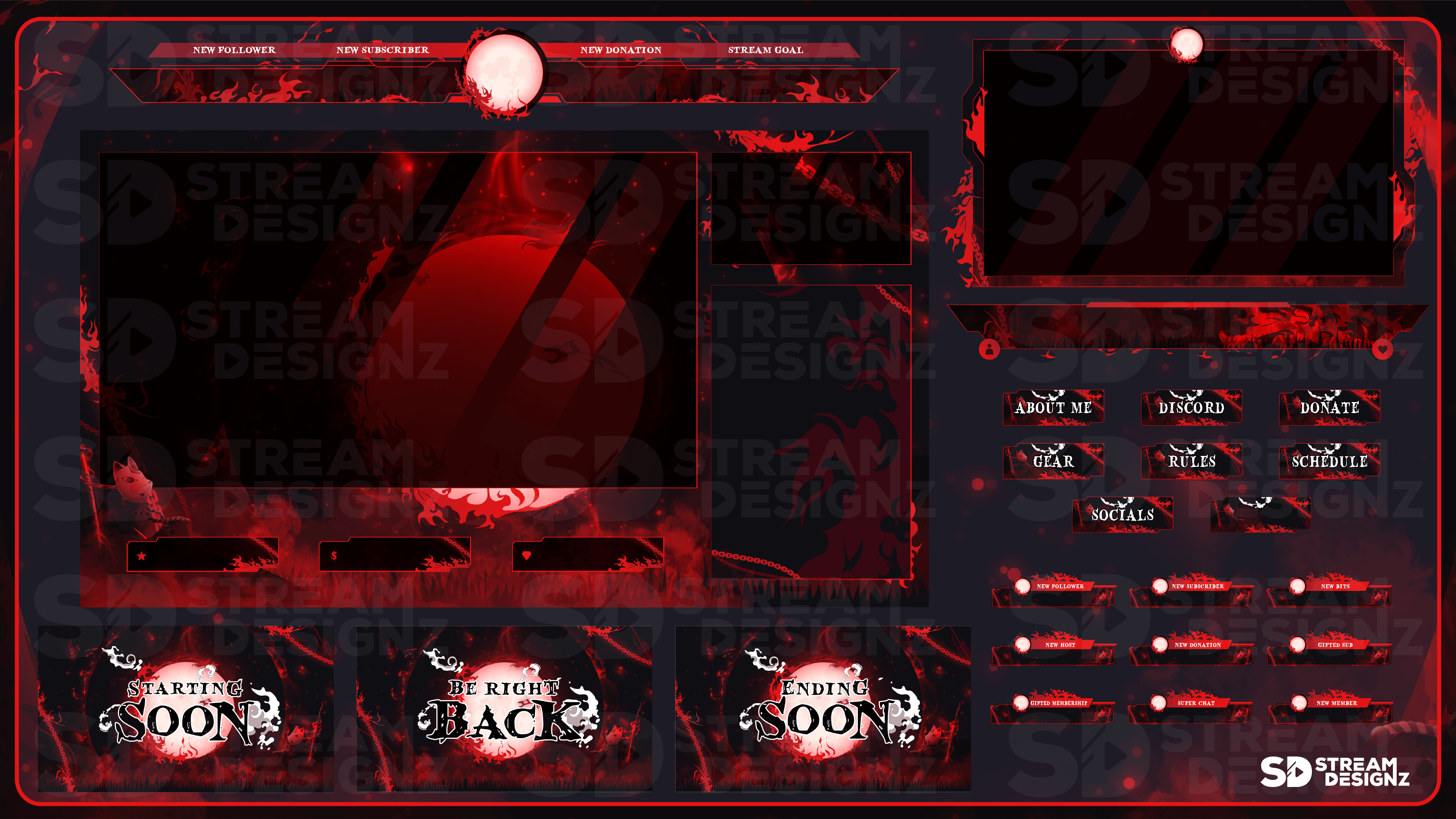 Animated Stream Overlay Package - Katana | Stream Designz