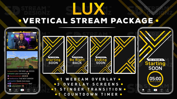 TikTok Vertical Stream Overlay Package - Lux | Stream Designz