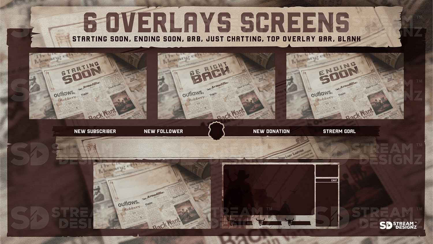 Animated Stream Overlay Package - Outlaw | Stream Designz