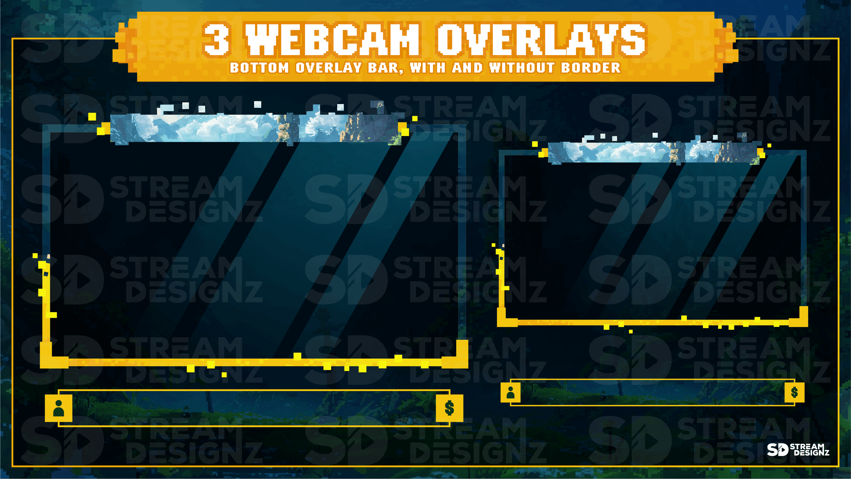 Animated Stream Overlay Package - Pixel World | Stream Designz