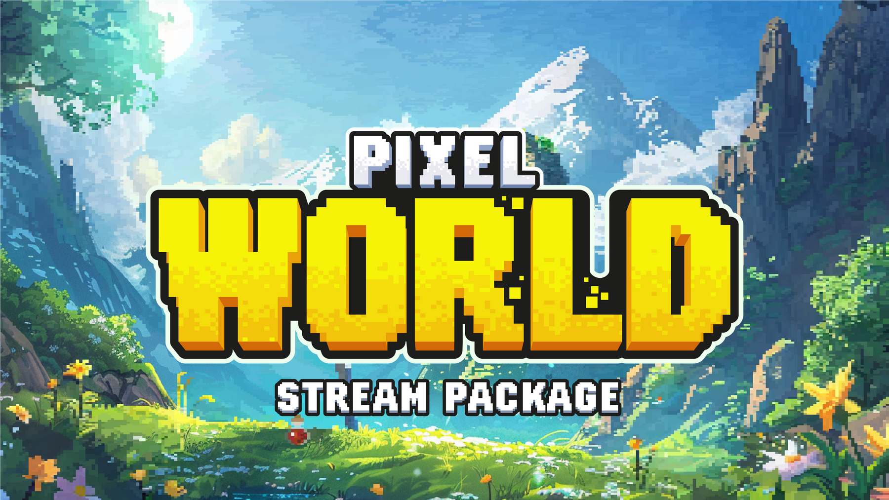 Animated Stream Overlay Package - Pixel World | Stream Designz