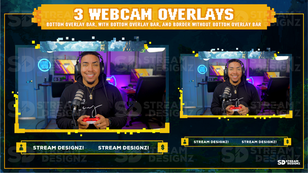 Animated Stream Overlay Package - Pixel World | Stream Designz