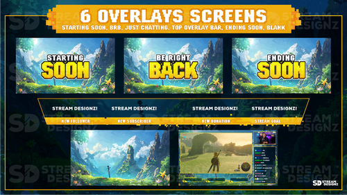 Animated Stream Overlay Package - Pixel World | Stream Designz