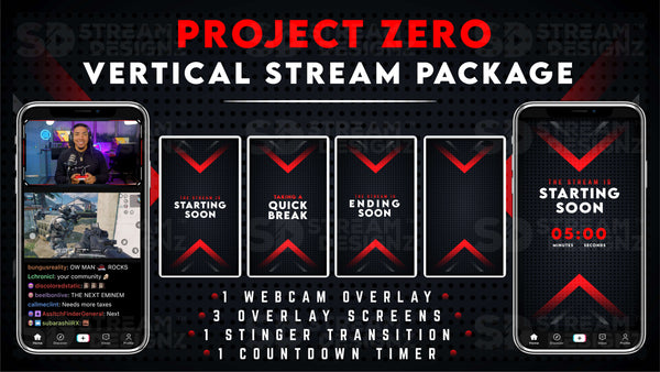 Vertical Stream Overlay Package - Project Zero | Stream Designz