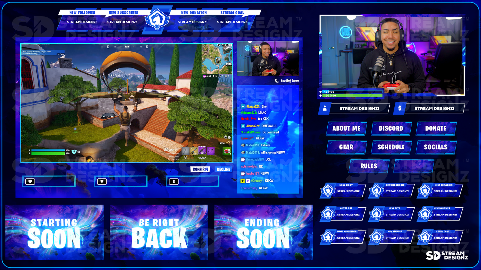 Animated Stream Overlay Package - Royale | Stream Designz