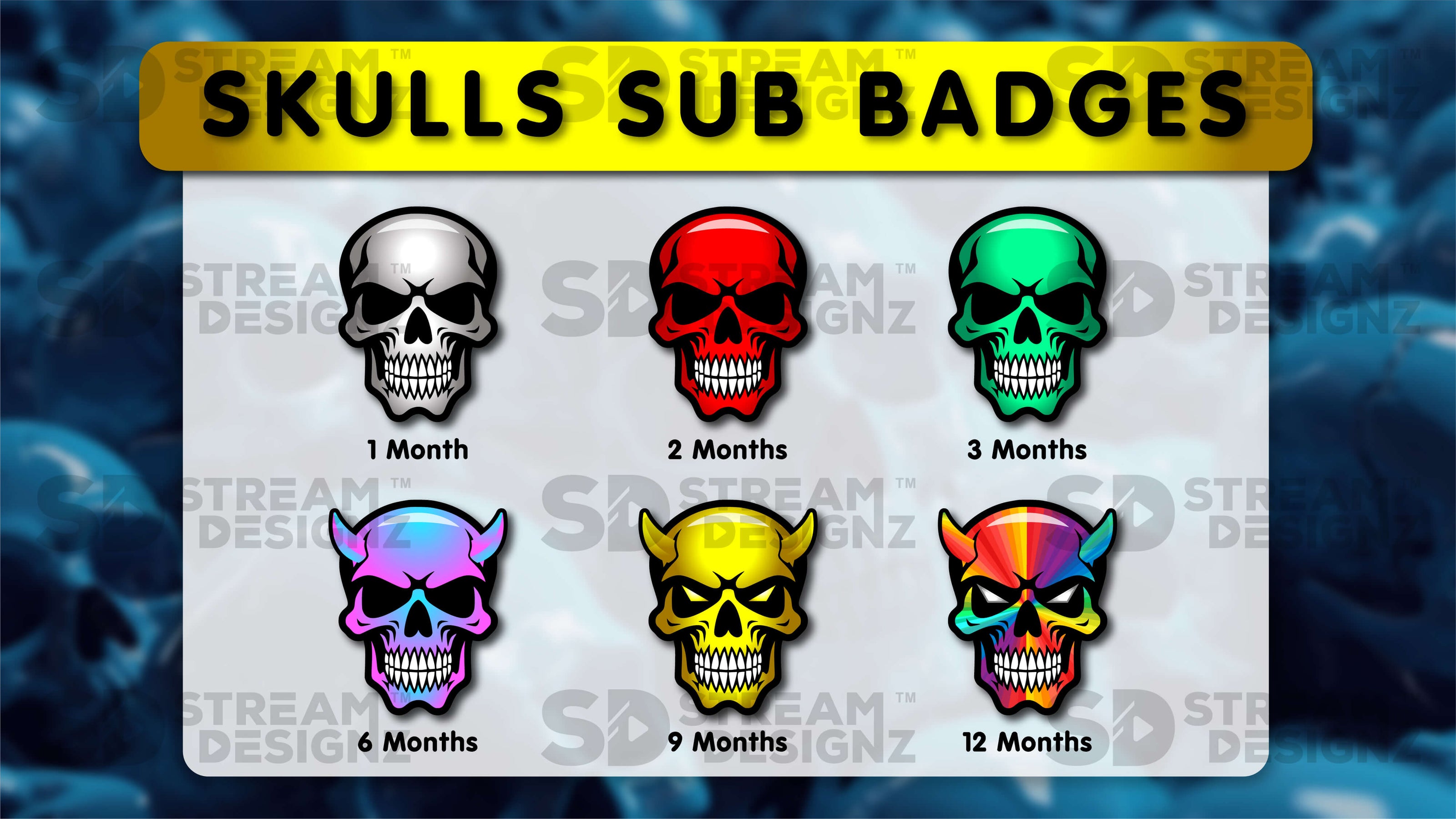Twitch Sub Badge - Skulls | Stream Designz