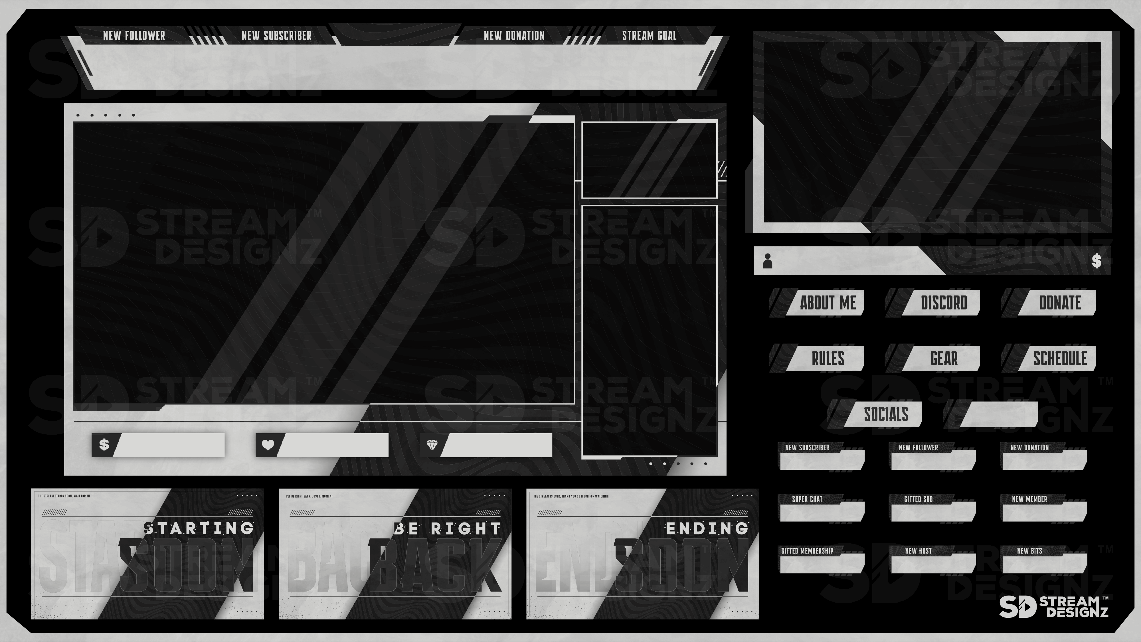 Animated Stream Overlay Package - Slate | Stream Designz