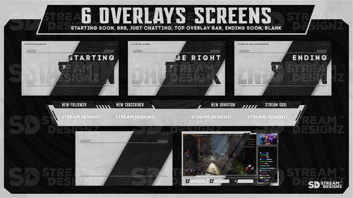 Animated Stream Overlay Package - Slate | Stream Designz