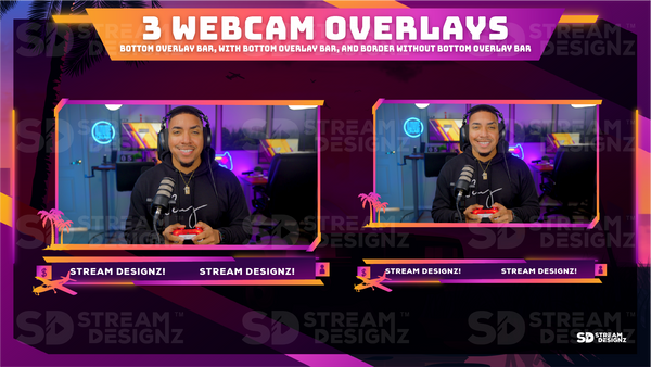 Non Animated Stream Overlay Package - Sunset City | Stream Designz