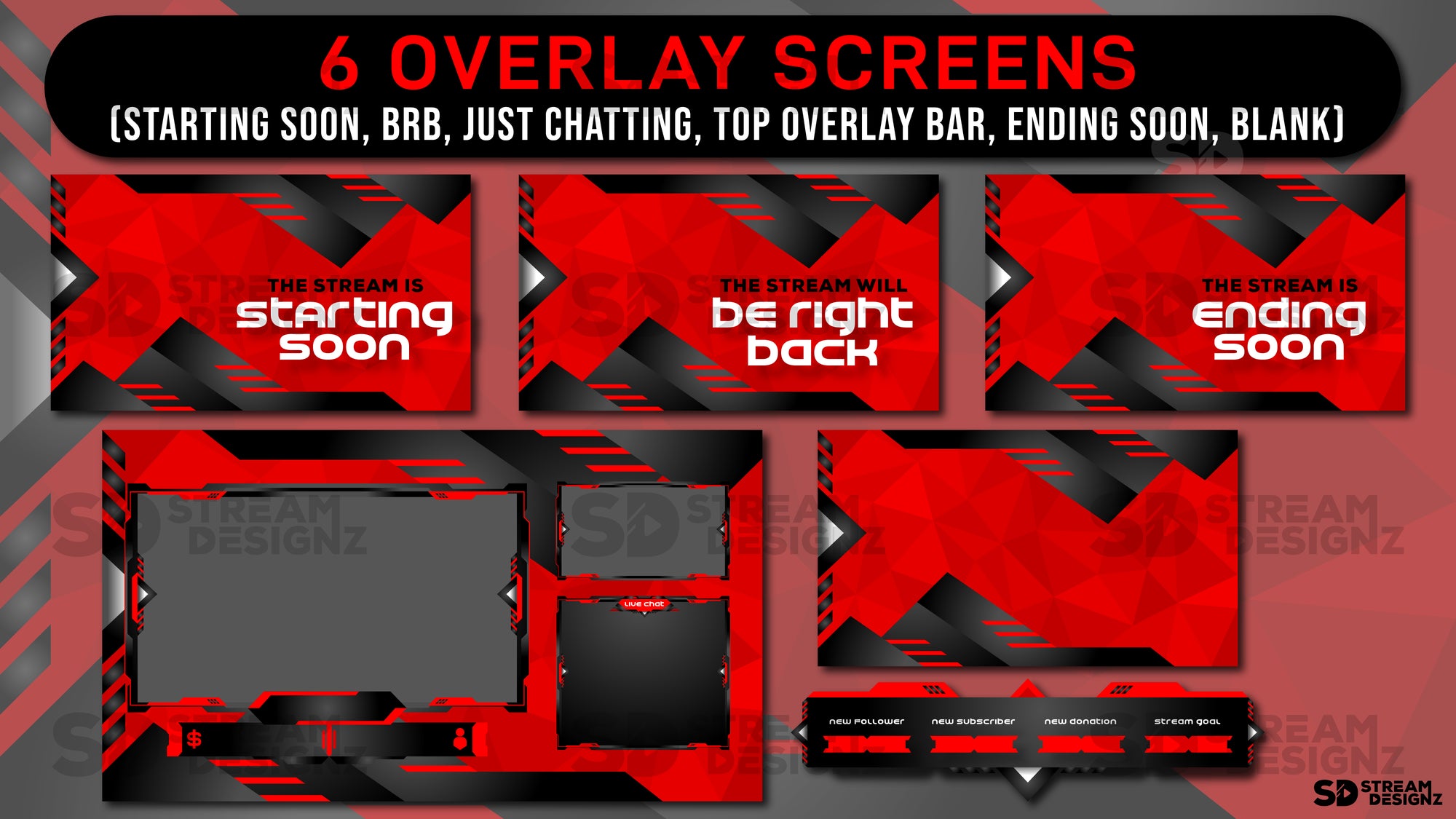 Non Animated Stream Overlay Package - Velocity | Stream Designz