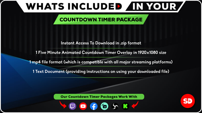 Stream Countdown Timer Overlay "Sleek" - Yellow & Red | Stream Designz