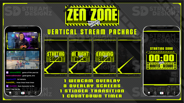 TikTok Vertical Stream Overlay Package - Zen Zone | Stream Designz