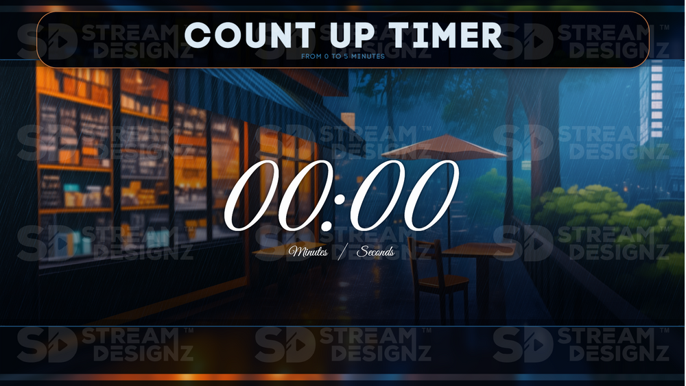 Stream Count Up Timer Overlay - Cafe Lofi | Stream Designz