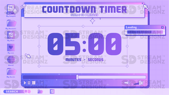Stream Countdown Timer Overlay - Y2K | Stream Designz