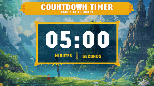 Stream Countdown Timer Overlay - Pixel World | Stream Designz