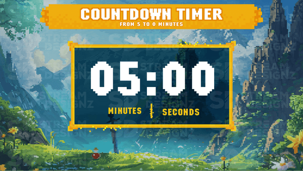 Stream Countdown Timer Overlay - Pixel World | Stream Designz