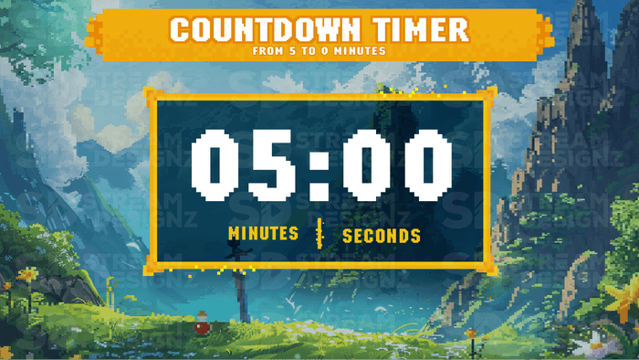 Stream Countdown Timer Overlay - Pixel World | Stream Designz