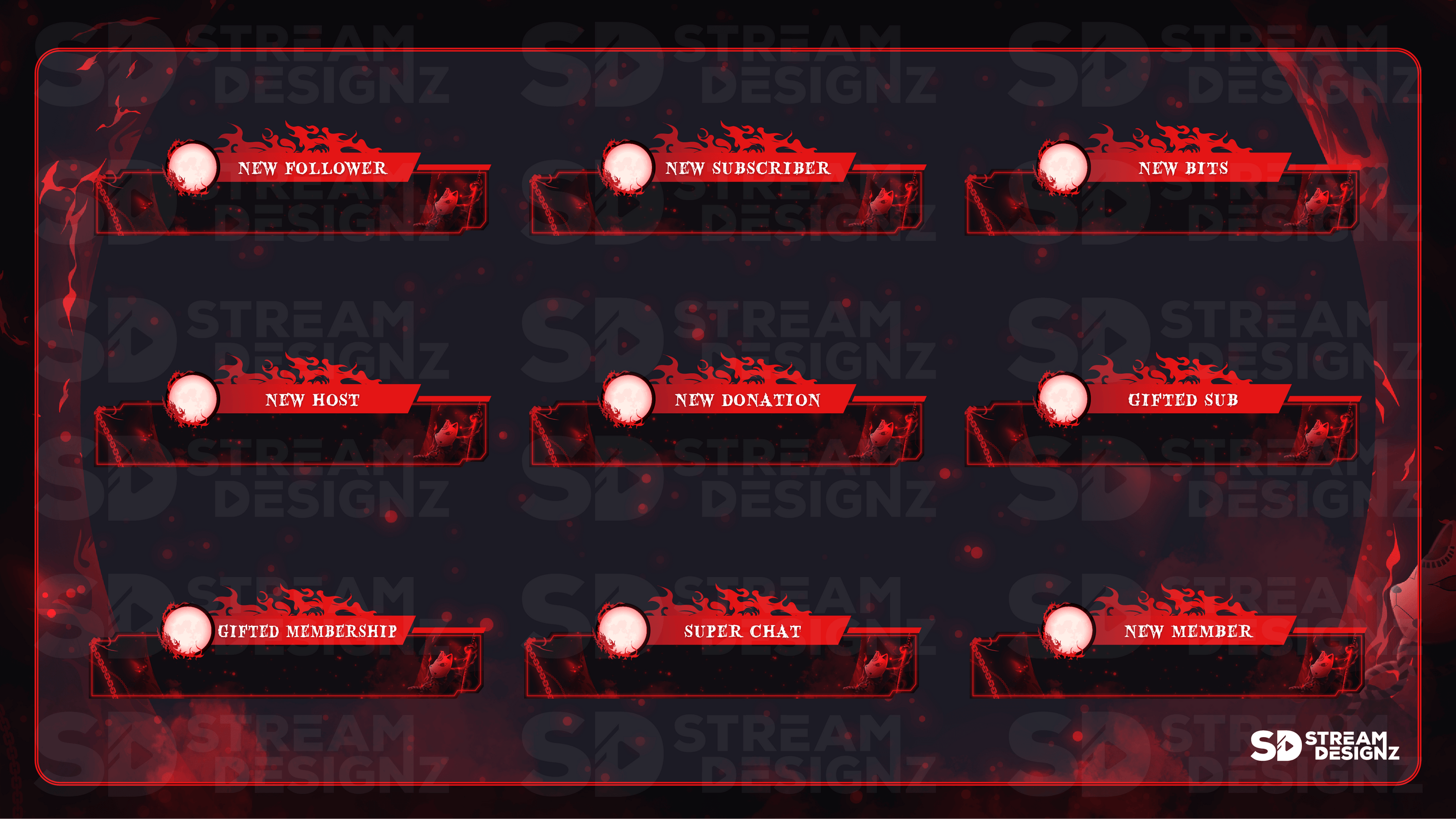 Animated Stream Alerts - Katana | Stream Designz