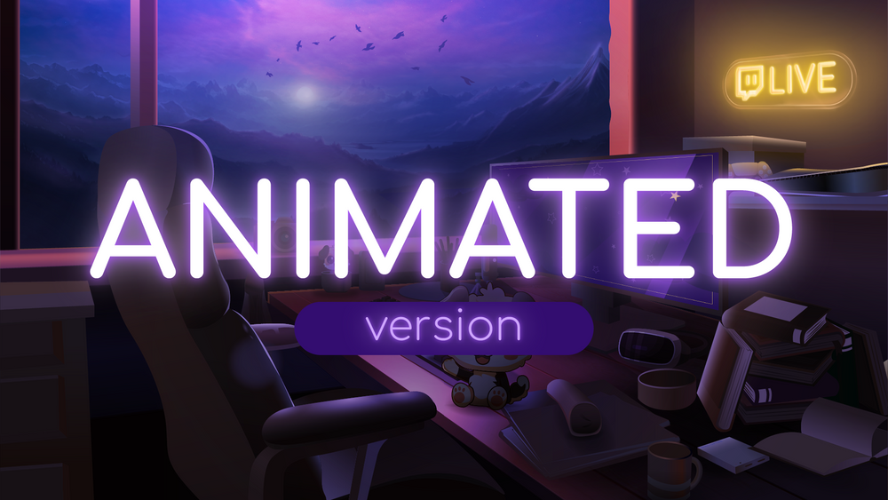 Animated Stream Overlay Package - Midnight Lofi | Stream Designz