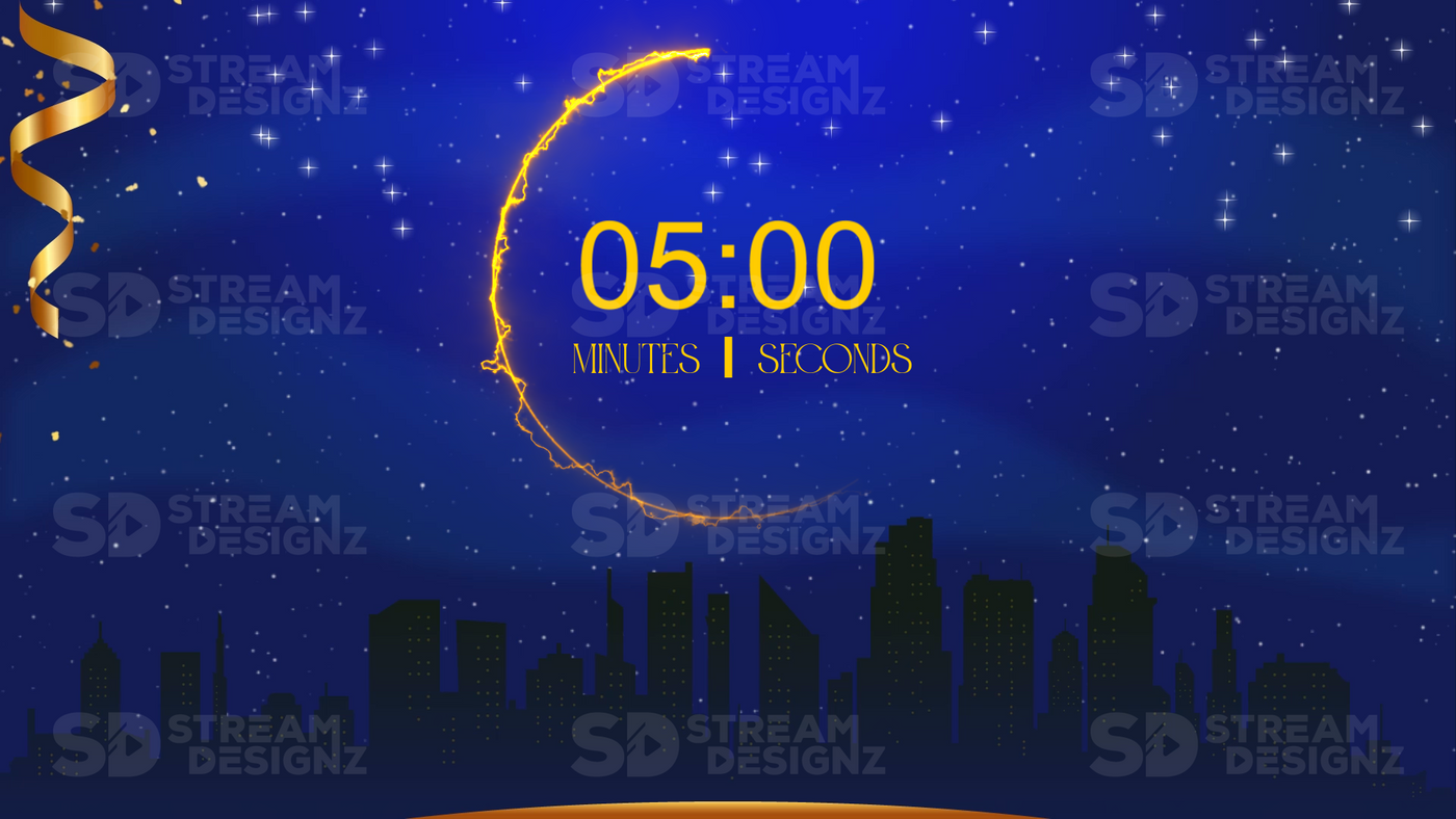 New Years Overlays Stream Countdown Timer - Happy New Year | Stream Designz
