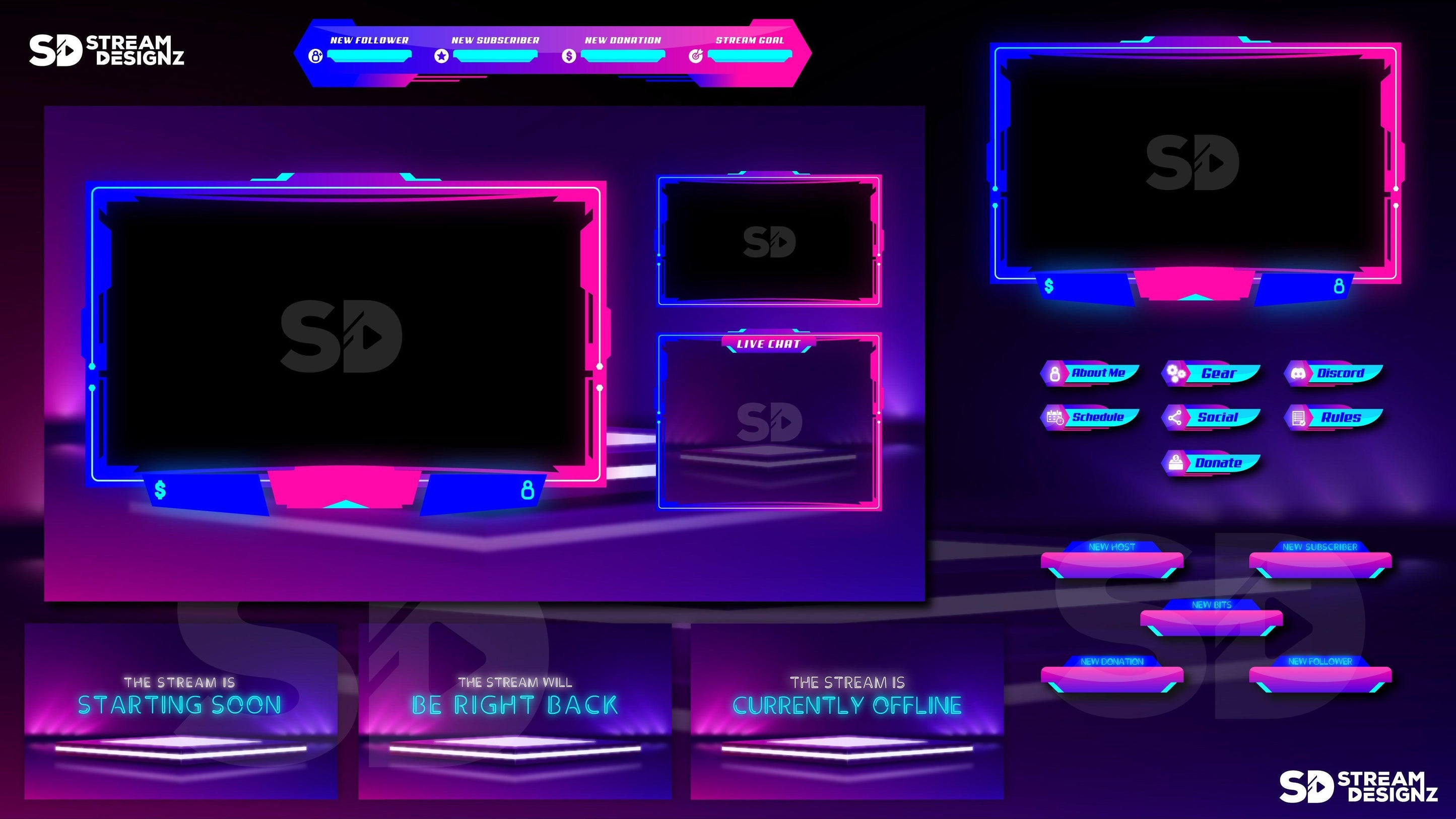 Animated Stream Overlay Package - "Illuminate" | Stream Designz